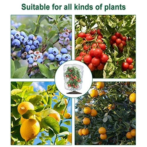 4 Pack Garden Plant Fruits Blueberry Bushes Protection Netting Covers Bags with Drawstring, Tomato Protective Cover Garden Plant Netting Barrier Bags for Vegetables Fruits (4.6 x 5.9 Ft)