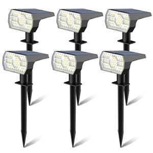 kaxiida solar lights outdoor waterproof, 56 led solar garden pathway lights, 3 lighting modes solar powered landscape lights wall lights in one- white, 6 pack