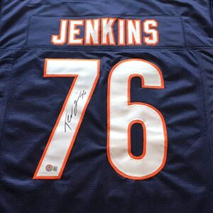 Teven Jenkins Signed Autographed Blue Football Jersey with Beckett COA - Chicago Bears Offensive Tackle - Size XL