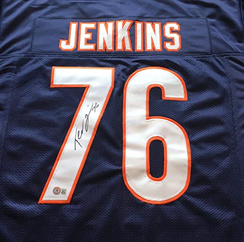 Teven Jenkins Signed Autographed Blue Football Jersey with Beckett COA - Chicago Bears Offensive Tackle - Size XL