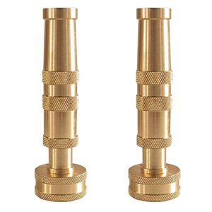 Hourleey Adjustable Twist Hose Nozzle, 4" Heavy-Duty Brass Hose Nozzle with 10 Garden Hose Rubber Washers, 2 Pack