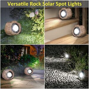 Solar Lights Outdoor Decorative(2pcs), Super Bright Solar Spot Garden Lights, Solar Rock Lights, IP65 Waterproof Solar Pathway Lights, Solar Lights for Garden Yard Walkway Pathway Patio - Cold Light