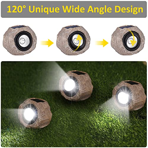 Solar Lights Outdoor Decorative(2pcs), Super Bright Solar Spot Garden Lights, Solar Rock Lights, IP65 Waterproof Solar Pathway Lights, Solar Lights for Garden Yard Walkway Pathway Patio - Cold Light