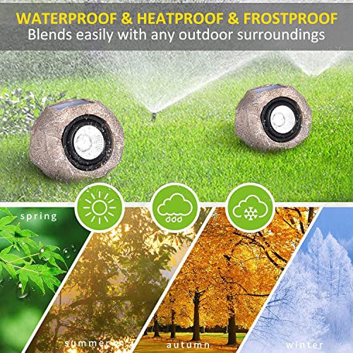 Solar Lights Outdoor Decorative(2pcs), Super Bright Solar Spot Garden Lights, Solar Rock Lights, IP65 Waterproof Solar Pathway Lights, Solar Lights for Garden Yard Walkway Pathway Patio - Cold Light