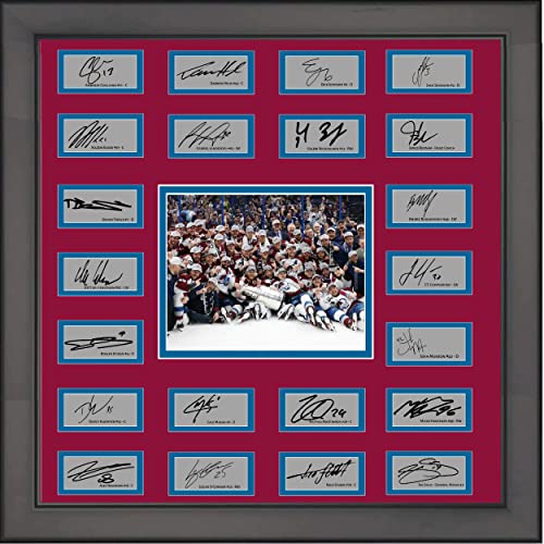 Framed 2022 Colorado Avalanche Stanley Cup Champions 22x Team Facsimile Laser Engraved Signature Auto Collage 26x25 Hockey Photo