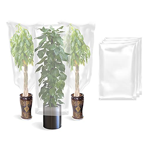 Sirozi 3 Pack Plant Protection Film Cover, 44" x 27.5" Winter Transparent Plant Freeze Protection Bags Outdoors Garden Greenhouse Plant Frost Cover Bags