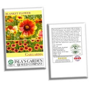 "Blanketflower" Common Gaillardia Indian Perennial Flower Seeds, 500+ Premium Heirloom Seed, (Gaillardia Aristata), 95% Germination, (Isla's Garden Seeds), Non GMO Seeds, Great Flower Garden Gift