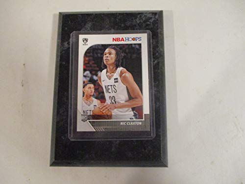 NIC CLAXTON BROOKLYN NETS 2019-20 NBA HOOPS PANINI ROOKIE PLAYER CARD MOUNTED ON A 4"X 6" BLACK MARBLE PLAQUE