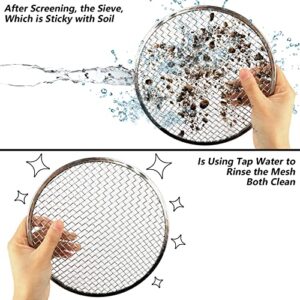 Rock Garden Sieve Soil Sifter - Stainless Stackable Gardening Sifting Screen Pan Soil Sand Sieve,Compost Sifter Contain 3 Sieve Mesh,Metal Dirt Strainer Dirt Trapping Beach Sand Gravel Sifter