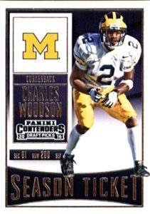 2016 panini contenders draft picks #21 charles woodson michigan wolverines football card