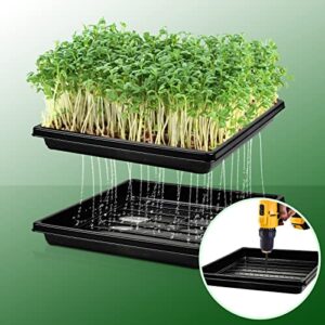 5 Pack Garden Plant Growing Trays Without Holes - 10" X 10" No Drain Holes Microgreens Growing Trays, Seedling Tray, Wheatgrass Sprouting Tray, Hydroponic Trays, Greenhouse Seed Starter Trays