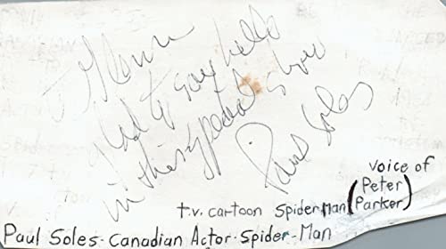 Paul Soles Canadian Actor Spiderman TV Autographed Signed Index Card JSA COA