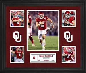 baker mayfield oklahoma sooners framed 23” x 27” 5-photo collage – college player plaques and collages