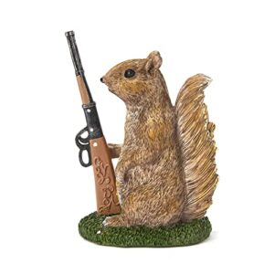 garden squirrel guard statue, soldier gnome – woodland friend garden decor statues, animal gnome statues, waterproof figure indoor & outdoor lawn squirrels ornament funny decoration 6.7″ h