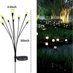 Starburst Swaying Solar Lights,8 LED Light Bulbs,Decorative Solar Garden Lights,Outdoor Waterproof Firefly Path Lights for Pathway Yard Patio Landscape, Fun Flowing in Wind-Bright Warm White (3 Packs)