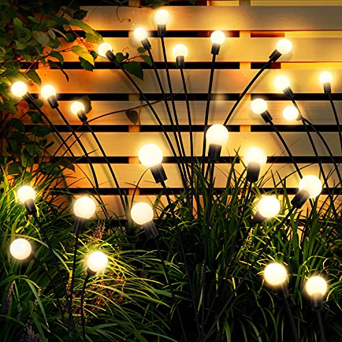 Starburst Swaying Solar Lights,8 LED Light Bulbs,Decorative Solar Garden Lights,Outdoor Waterproof Firefly Path Lights for Pathway Yard Patio Landscape, Fun Flowing in Wind-Bright Warm White (3 Packs)