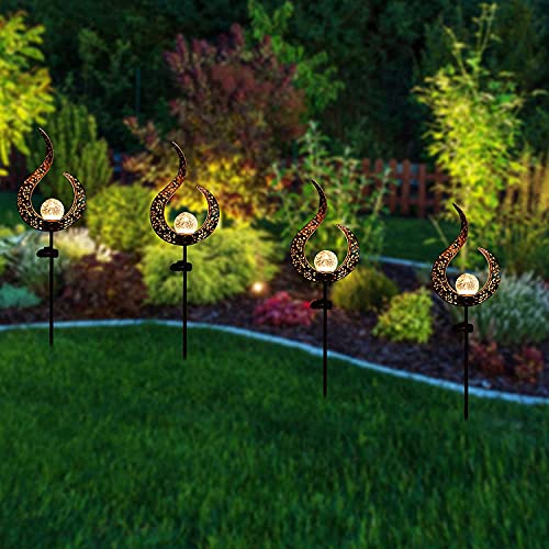 Joiedomi 2 Pack Solar Crackle Glass Globe Stake Lights, Solar Powered Garden Decorations, Pathway Lights Outdoor Waterproof for Walkway, Pathway, Yard, Lawn, Patio or Courtyard