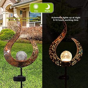 Joiedomi 2 Pack Solar Crackle Glass Globe Stake Lights, Solar Powered Garden Decorations, Pathway Lights Outdoor Waterproof for Walkway, Pathway, Yard, Lawn, Patio or Courtyard