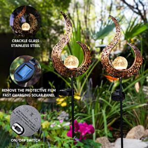 Joiedomi 2 Pack Solar Crackle Glass Globe Stake Lights, Solar Powered Garden Decorations, Pathway Lights Outdoor Waterproof for Walkway, Pathway, Yard, Lawn, Patio or Courtyard