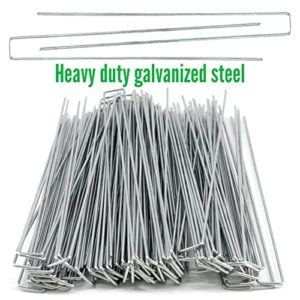 HOMBEMO 20Pcs 12 inch Garden Stakes Galvanized Landscape Staples U Shaped Stakes for Outdoor Irrigation Hoses, Artificial Turf Nails, Fixed Fences and Tents