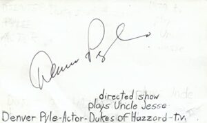 denver pyle actor dukes of hazzard tv autographed signed index card jsa coa