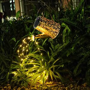 anordsem solar garden lights-solar watering can with cascading string lights & shepherd hook waterproof -outdoor garden decor for patio, lawn, yards, backyard decoration