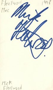 mick fleetwood musician for fleetwood mac rock band music signed index card jsa coa