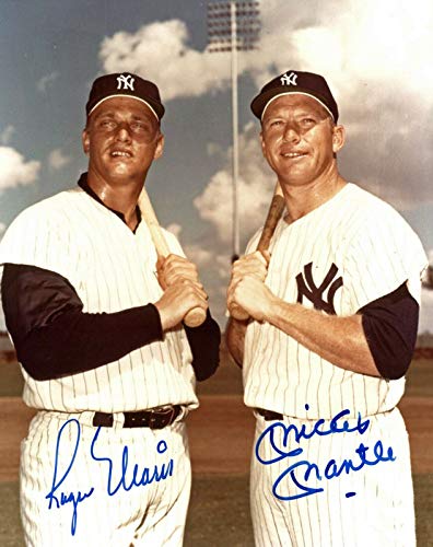 Mickey Mantle & Roger Maris reprint signed 8x10 Yankees photo RP