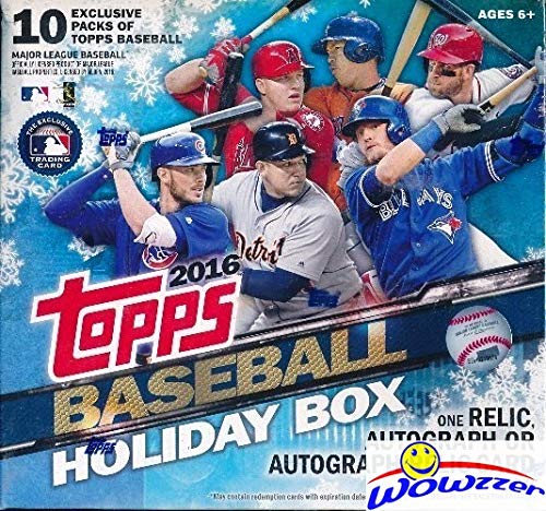 2016 Topps Baseball Sealed HOLIDAY MEGA Factory Sealed Box with AUTOGRAPH or RELIC Card,100 Cards including FIVE(5) EXCLUSIVE Snowflake Metallic Parallels! WOWZZER!