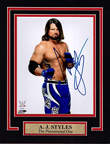 WWE PHENOMENAL AJ STYLES 11X14 Matted Namplate PHOTO AUTOGRAPH