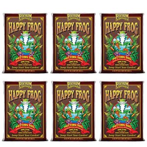 foxfarm fx14047 happy frog ph adjusted organic plant garden potting soil mix bag, 2 cubic feet (6 pack)