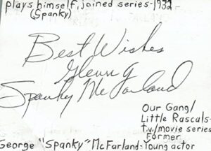 george spanky mcfarland actor signed 3×5 index card with jsa coa