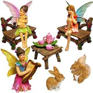 mood lab fairy garden – miniature figurines & accessories starter kit – fairy garden set of 12 pcs – outdoor or house decor