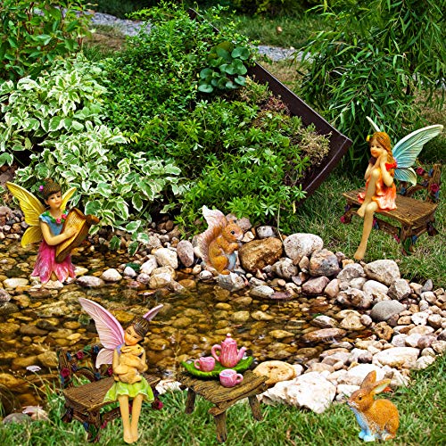 Mood Lab Fairy Garden - Miniature Figurines & Accessories Starter Kit - Fairy Garden Set of 12 pcs - Outdoor or House Decor