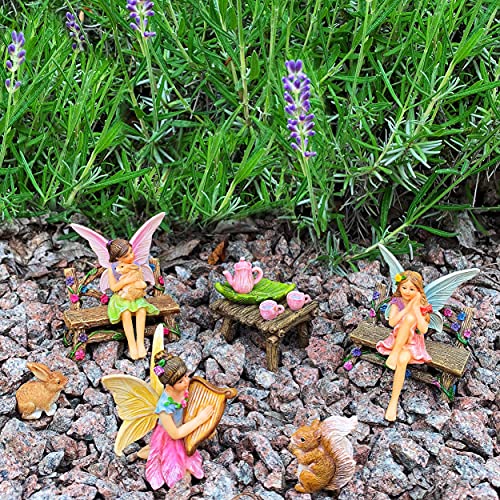 Mood Lab Fairy Garden - Miniature Figurines & Accessories Starter Kit - Fairy Garden Set of 12 pcs - Outdoor or House Decor