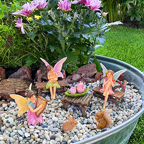 Mood Lab Fairy Garden - Miniature Figurines & Accessories Starter Kit - Fairy Garden Set of 12 pcs - Outdoor or House Decor