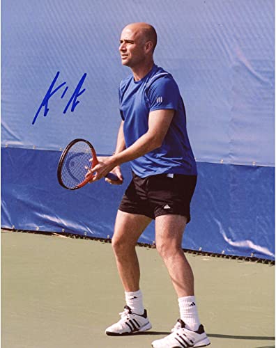 Andre Agassi Autographed 8" x 10" Blue Shirt Photograph - Tennis Autographed Miscellaneous Items