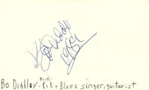 bo didley singer rock r&b blues music autographed signed index card jsa coa