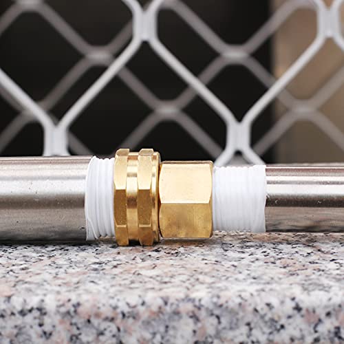 YELUN Solid brass Garden Hose Fittings Connectors Adapter Heavy Duty Brass Repair Female to Female Double Female dual water hose connector(3/4" GHT Female to 1/2" NPT Female) 2 Pcs