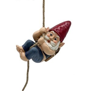 ficiti funny garden gnomes decorations, archer bowman climbing rope hanging gnome, tree hugger, tree decoration ornaments, outdoor whimsical gnome statues – 8.5 inch