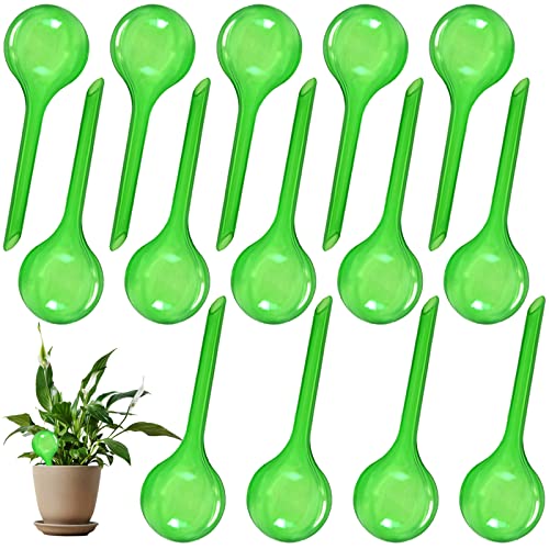 Pynqdfu 14 Pcs Plant Watering Globes,Plastic Self Watering Bulbs,Plastic Garden Water Device for Plant,Flowers,Garden,Indoor Outdoor Decoration(Green)