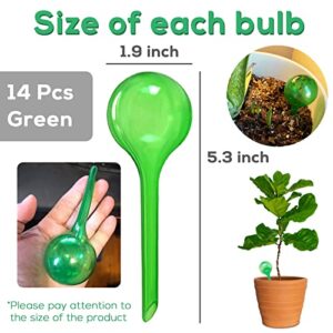 Pynqdfu 14 Pcs Plant Watering Globes,Plastic Self Watering Bulbs,Plastic Garden Water Device for Plant,Flowers,Garden,Indoor Outdoor Decoration(Green)