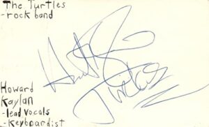 howard kaylan lead vocals the turtles rock band music signed index card jsa coa