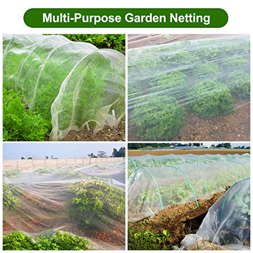 Garden Netting, Jevrench Durable Ultra Fine Garden Netting, Garden Plant Cover Row Cover Makes Plants, Vegetables, Fruits, and Flowers Grow Better (4ft x 25ft)