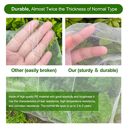 Garden Netting, Jevrench Durable Ultra Fine Garden Netting, Garden Plant Cover Row Cover Makes Plants, Vegetables, Fruits, and Flowers Grow Better (4ft x 25ft)