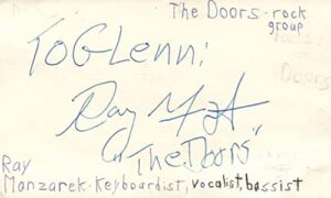 ray manzarek keyboardist the doors music autographed signed index card jsa coa