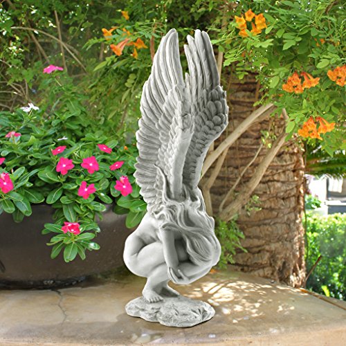 Design Toscano NG33765 Remembrance and Redemption Angel Religious Garden Statue, Medium 15 Inch, Ivory