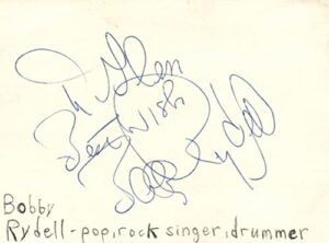 bobby rydell singer drummer pop rock music autographed signed index card jsa coa