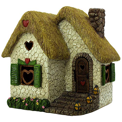 PRETMANNS Fairy Garden Fairy House – Large Fairy Houses for Gardens for Outdoor - Resin Fairy House - Fairy Garden Accessories Outdoor - 7" Fairy Garden House, Door can Open Wide