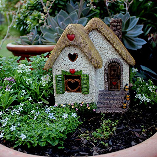 PRETMANNS Fairy Garden Fairy House – Large Fairy Houses for Gardens for Outdoor - Resin Fairy House - Fairy Garden Accessories Outdoor - 7" Fairy Garden House, Door can Open Wide